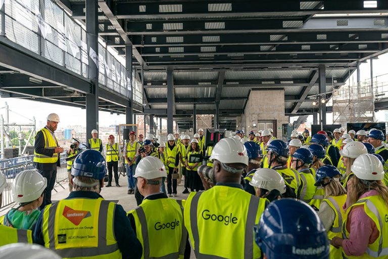 Google's new office celebrates topping out. - AKT II